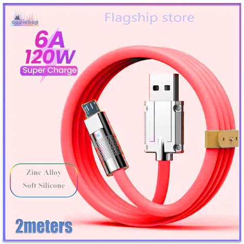 2meters 120w 6a Super Fast Android Charger Zinc Alloy Liquid Silicone