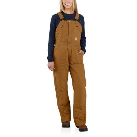 Womens Insulated Bib Overalls Loose Fit Washed Duck 4 Extreme Warmth Mid Stock Carhartt