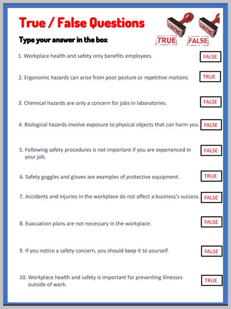 Examples Of True False Tests