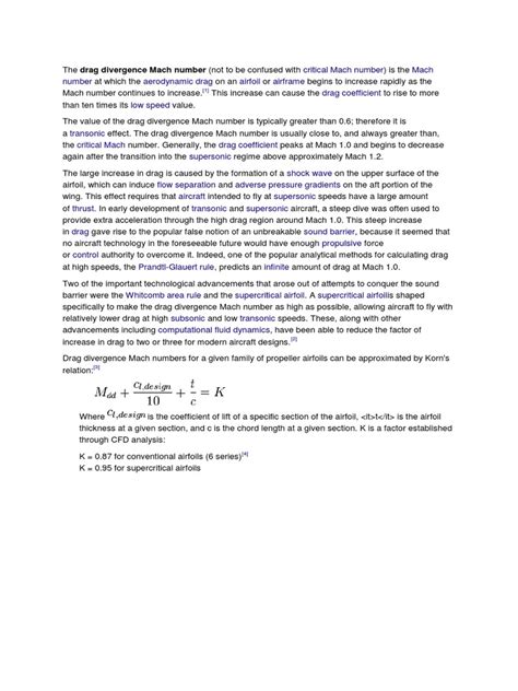 Drag Divergence Pdf Mach Number Drag Physics