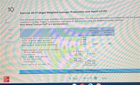 Solved Exerclse 20 17 Algo Weighted Average Production Chegg Com