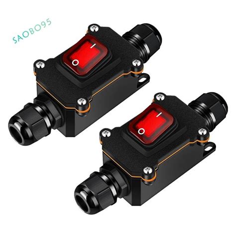 2 Pcs 12v Inline Switch Waterproof Inline Cord Switch Waterproof Toggle Switch With Red Light