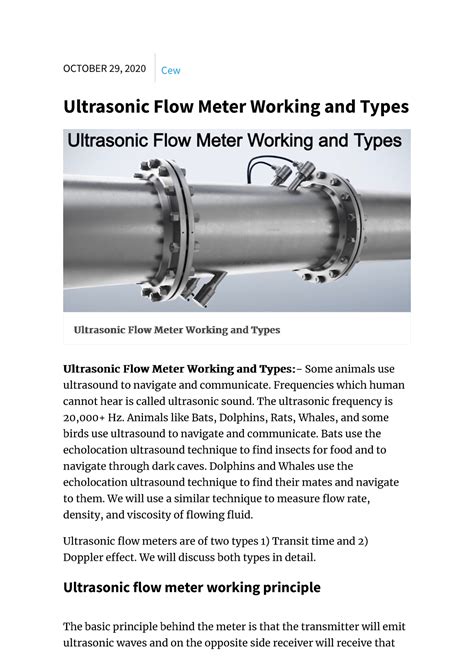 Ultrasonic Flow Meter Working And Types UUllttrraassoonniicc FFllooww MMeetteerr