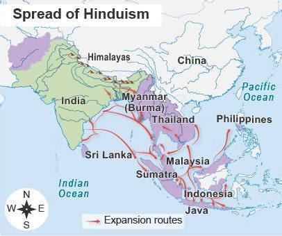 Read The Map A Map Titled Spread Of Hinduism A Key Shows Expansion
