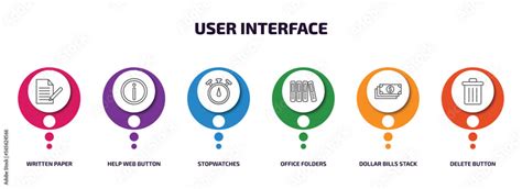 User Interface Infographic Element With Outline Icons And 6 Step Or Option User Interface Icons