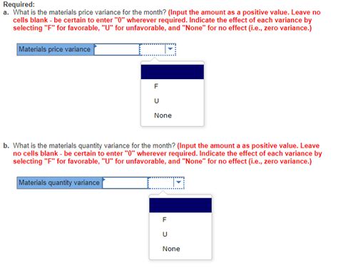 Solved Calculate Materials Price Variance And Chegg Com