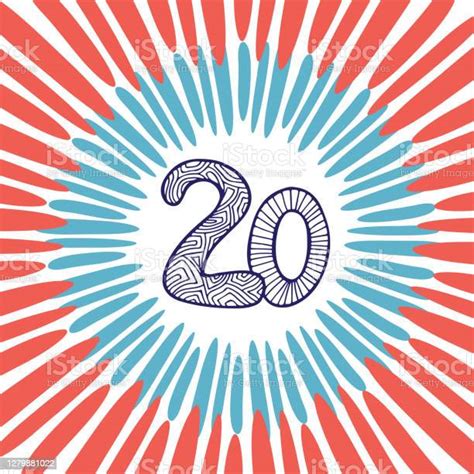 Funny Icon With Number Twenty Vector Illustration Number For Birthday