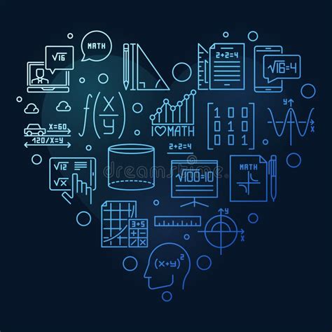 Mathematics Vector Outline Horizontal Banner Math Science Linear Illustration Stock Vector