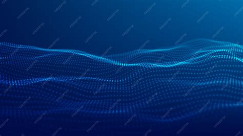 Premium Vector Digital Technology Wave Abstract Background With Dots Moving In Space