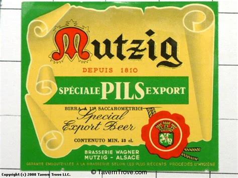 Item 36101 1962 Mutzig Pils Label