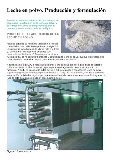 Leche En Polvo Producción Y Formulación En Este Artículo Hablaremos