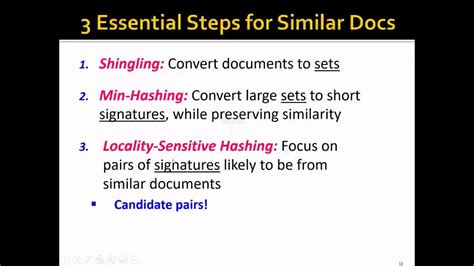 week 3 locality sensitive hashing part 1 introduction and shingling youtube
