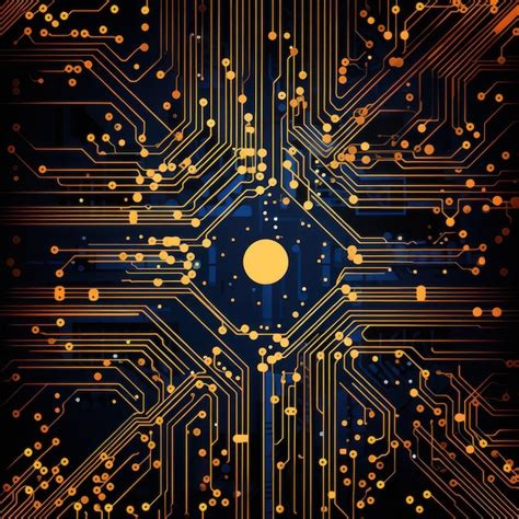 Computer Technology Vector Illustration With Citrine Circuit Board