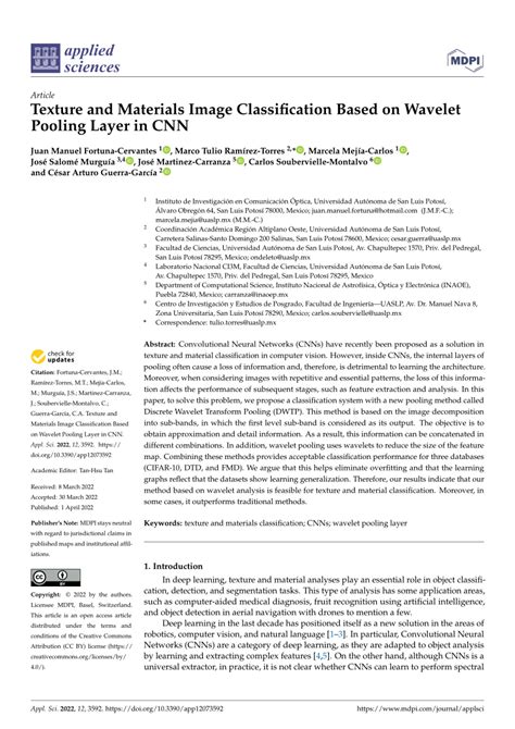 Pdf Texture And Materials Image Classification Based On Wavelet Pooling Layer In Cnn