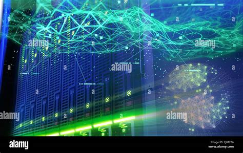 Data Flowing From Servers Through Cyberspace Blockchain Data Transformation Artificial