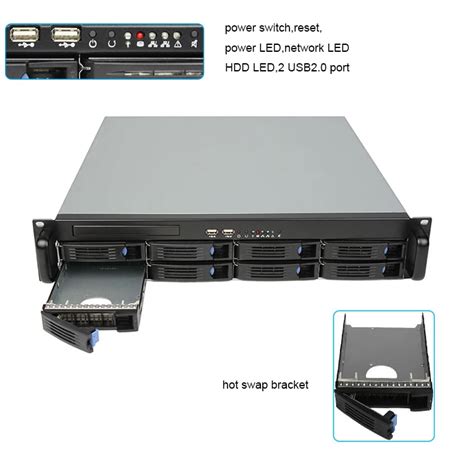 2U Rack Mount Server Chassis 8 Bay Hot Swap ATX Case