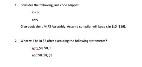 Solved 1 Consider The Following Java Code Snippet X 5