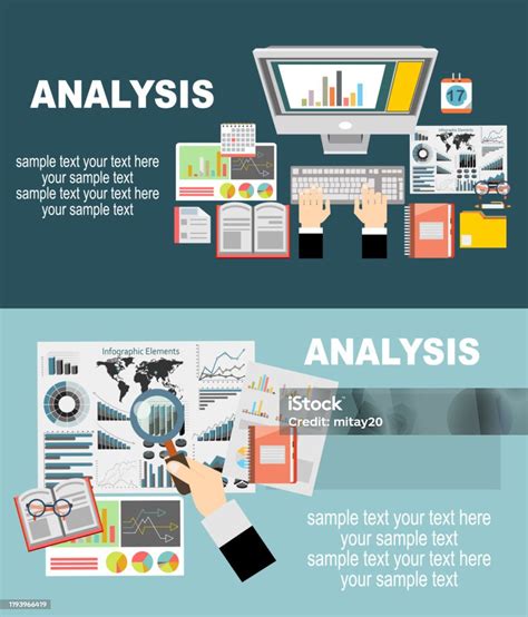 비즈니스 분석 및 계획 컨설팅 팀 워크 프로젝트 관리 재무 보고서 및 전략을 위한 평면 디자인 일러스트 레이션 개념 개념 웹 배너 및 인쇄 자료 개념에 대한 스톡 벡터 아트