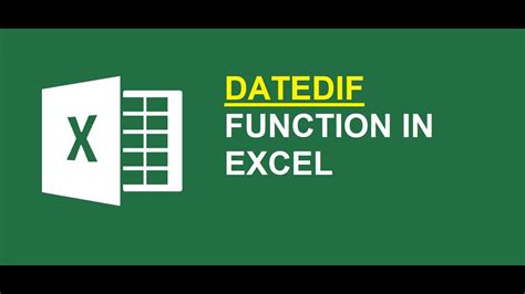 Datedif Function In Excel Youtube
