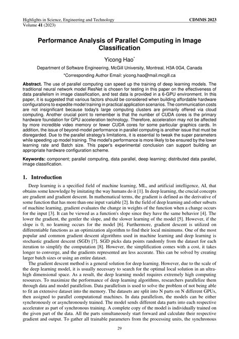 Pdf Performance Analysis Of Parallel Computing In Image Classification