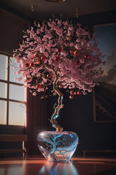 사진 3d 이미지 및 배경화면 스타일의 눈 사과나무 유리 조각 예술 사진  무료 다운로드 Pikbest