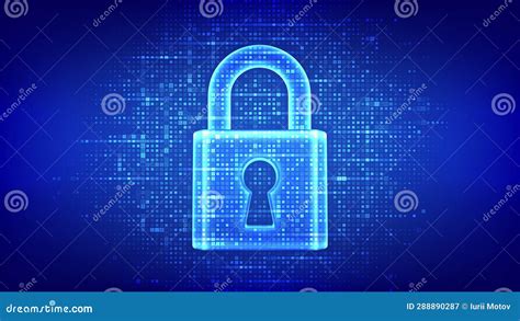 Lock Cyber Security Padlock With Keyhole Icon Made With Binary Code Protect And Security Or