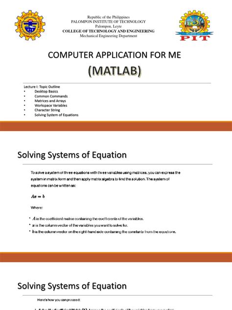 Matlab 1 Pdf Equations Matlab