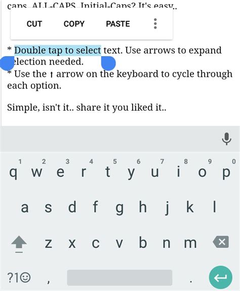 TIP OF THE DAY CHANGE CASE OF TYPED TEXT IN ANDROID KEYBOARD