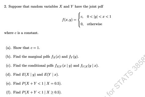 Solved Suppose That Random Variables X And Y Have The Chegg