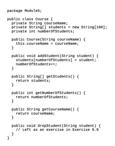 solved package module5 public class course { private
