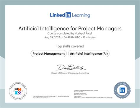 Completed Artificial Intelligence For Project Managers Course By Oliver Yarbrough Yashpal
