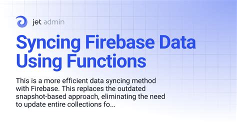 Syncing Firebase Data Using Functions User Guide