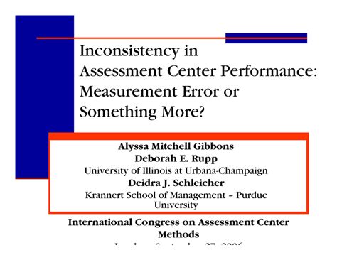 PDF Inconsistency In Assessment Center Performance Measurement Error