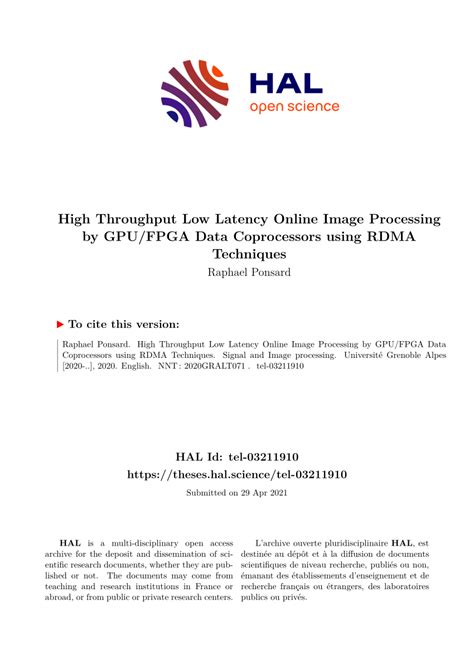 pdf high throughput low latency online image processing by gpu fpga