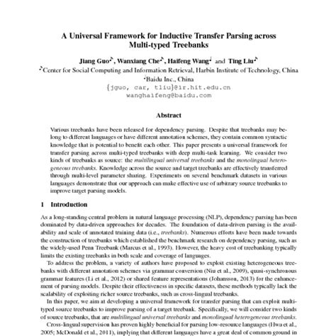 A Universal Framework For Inductive Transfer Parsing Across Multi Typed Treebanks Acl Anthology