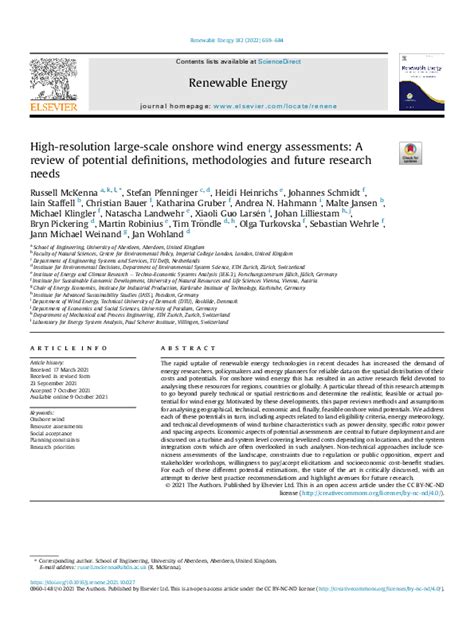 Pdf High Resolution Large Scale Onshore Wind Energy Assessments A