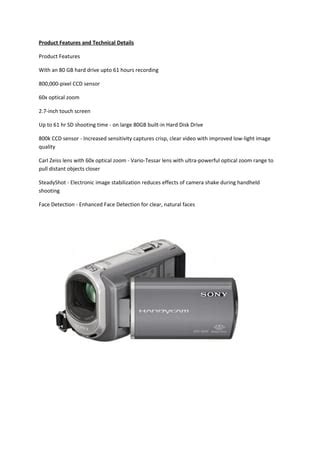 Product Features And Technical Details DOC