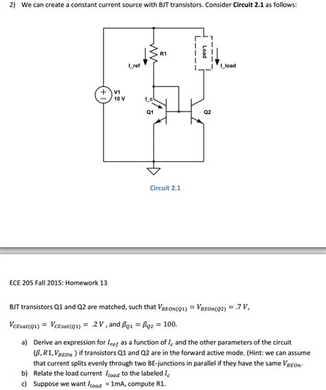 Solved We Can Create A Constant Current Source With Bjt