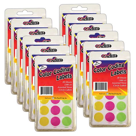 TeachersParadise The Pencil Grip Color Coding Circle Labels Neon Per Pack Packs
