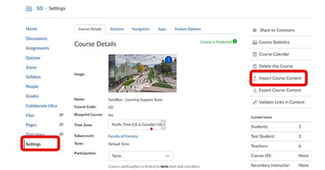 how to import and export course content in canvas lms