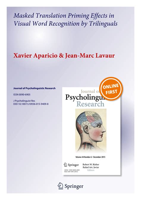 Pdf Masked Translation Priming Effects In Visual Word Recognition By
