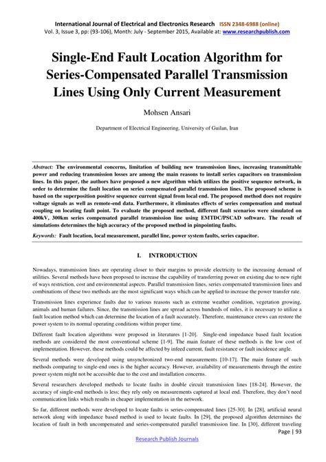 Pdf Single End Fault Location Algorithm For Series Compensated