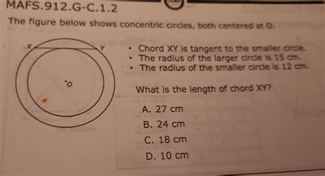 Mafs 912 G C 1 2 The Figure Below Shows Concentric Circles Both Centered At O Chord Xy I [math]