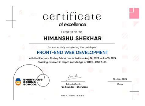 Himanshu Shekhar On Linkedin Frontenddeveloper Sheryianscodingschool