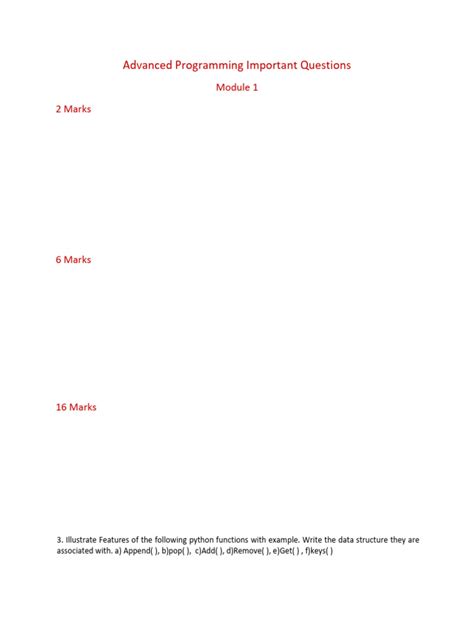 Advanced Programming Important Questions Semester Examination Pdf