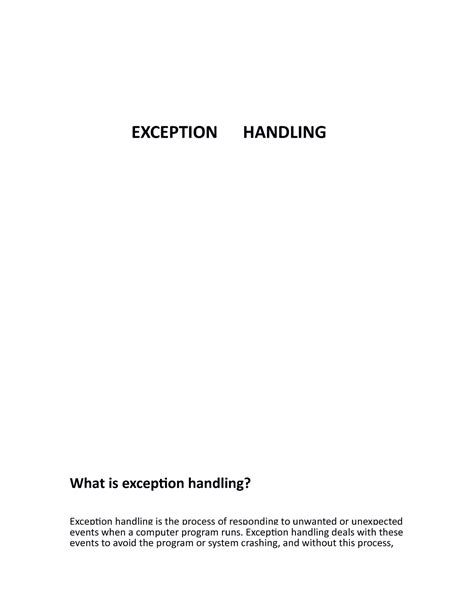 Exception 2 Exception Handling What Is Exception Handling Exception