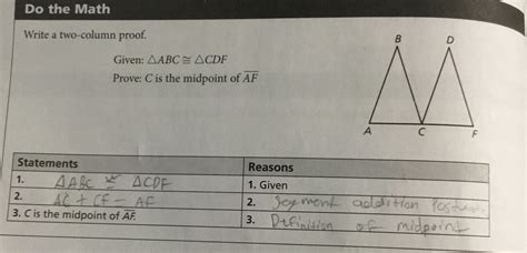 solved do the mathwrite a two column proof given