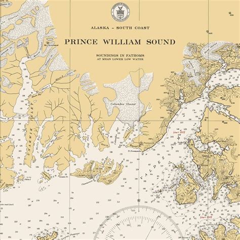 Prince William Sound Nautical Chart 1935 Sound Map Paper And Ink