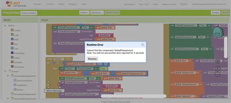 Run Time Error Cannot Find Component Globalfriesamount Mit App