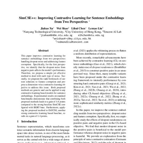 Simcse Improving Contrastive Learning For Sentence Embeddings From Two Perspectives Acl